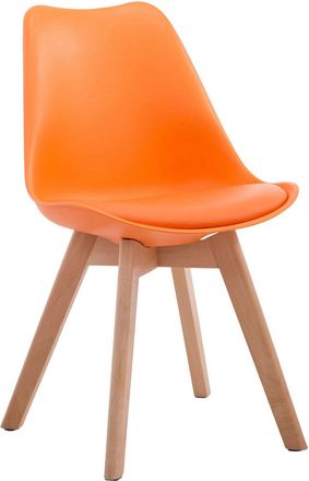 Clp Retrostuhl Borneo V2 Mit Kunstlederbezug Und Hochwertiger Polsterung I Lehnstuhl mit robustem Holzgestell I Sitzh&ouml;he: 47 cm, Farbe:orange, Gestell Far