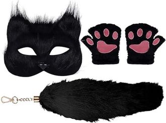 Generic Costume danimal pour adulte, costume dHalloween | Accessoire de jeu de r&ocirc;le mignon d&eacute;coratif en forme de pattes, gants, masque et queue pour Halloween