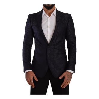 Dolce & Gabbana Seidenmischung Jacquard Blazer Jacke - - Jackets - Herren - Blau - XS