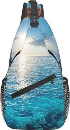 Generic Sac &agrave; dos &agrave; bandouli&egrave;re avec paysage naturel color&eacute; falaises et vue sur la mer pour homme