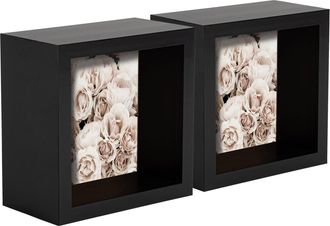 Nicola Spring 3D Deep Box Fotorahmens - 4 X 4 - Schwarz - Pack Von 2