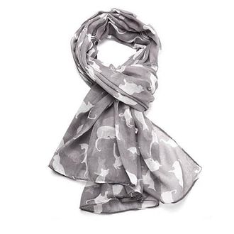 GFM Foulard Motif chat - Gris clair (PSCF-CT-47-HLBH)