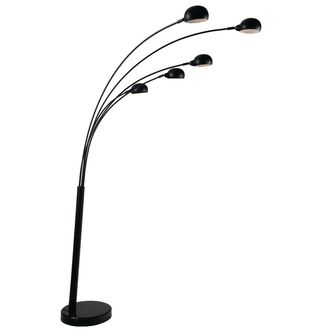 Luce-Ambiente-Design Eracle Floor Lamp with Five Lights in Black Metal with Marble Base