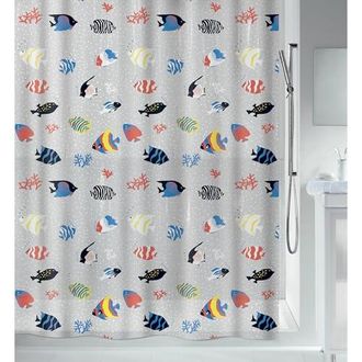 Spirella Anti-Schimmel Duschvorhang Fish Multicolor Anti-Bakteriell, waschbar, wasserdicht Vinyl 180x200cm