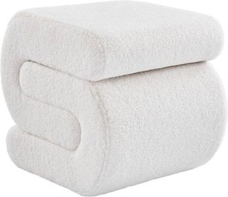 Sweeek Sweeek - Tabouret / pouf design revêtement bouclette crème 1 place l 43 x p 47 x h 44cm - Sasha