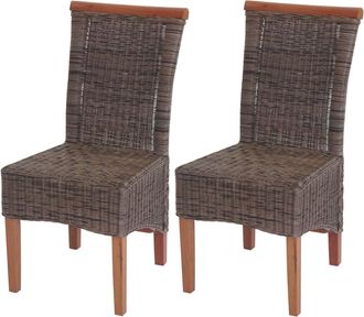 Mendler 2er-Set Esszimmerstuhl Savona, Stuhl Küchenstuhl, Rattan - ohne Sitzkissen