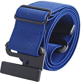 Generic Ceinture r&eacute;glable r&eacute;glable avec boucle plate sans dos pour homme, bleu, taille unique