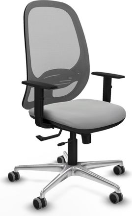 Piqueras y Crespo B&uuml;rostuhl mit Rollen Cilanco mit 1D-Armen, h&ouml;henverstellbare Lendenwirbelst&uuml;tze, ausgestattet mit Syncro/Traslack und Schneideschaum, Grau/Hellgrau