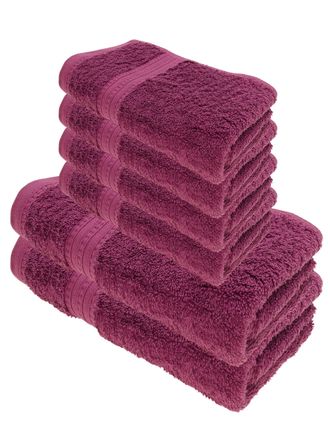 Julie Julsen Bio Duschtuch-Set 6 TLG. 2 Dusch- 4 Handt&uuml;cher Lila 100% Baumwolle Frotte 550g/m&sup2;