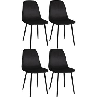 Clp 4er Set Esszimmerst&uuml;hle Napier schwarz Samt