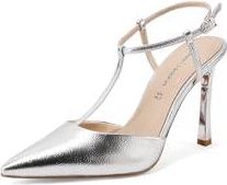 Queen Helena Escarpins femme avec talon haut sangle T K4511, argent, 36 EU