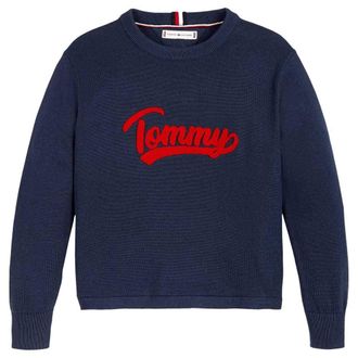 Tommy Hilfiger Damen Varsity Logo Sweater Pullover, Twilight Navy, 5