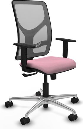 Piqueras y Crespo Schreibtischstuhl, Rosa, mit 1D-Armlehnen, h&ouml;henverstellbare Lendenwirbelst&uuml;tze, mit 3 Positionen und Schneideschaum, mit 65 mm Nylon-Rollen, Grau/Ros