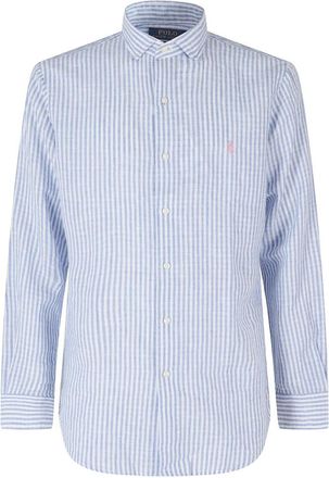 Polo Ralph Lauren Homme, Chemises, Bleu, Taille: M Chemise en lin avec logo brod&eacute;