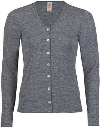 Engel Natur, Cardigan en tricot pour femme, 100 % laine, ardoise, 36-38