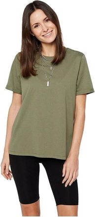 Pieces Damen Pcria Ss Fold Up Tee Stripes Noos Bc, Deep Lichen Green,XL