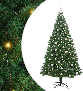 vidaXL K&uuml;nstlicher Weihnachtsbaum mit 300 LEDs mit St&auml;nder Gr&uuml;n 240 cm vidaXL