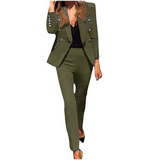 E.SSUE Tailleur Femme Ensemble Pantalon Mariage Ensemble de costume daffaires Costume de pantalon Chic Et Elegant &agrave; manches longues Slim Fit Costume 2 pi&egrave;ces