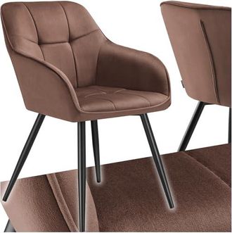 TecTake Chaise de Salle &agrave; Manger rembourr&eacute;e Moderne Chaise Velours satin&eacute; Fauteuil Salon Chaise Scandinave Pieds en Acier &Eacute;l&eacute;gant Chaise pour Coiffeuse, Chamb