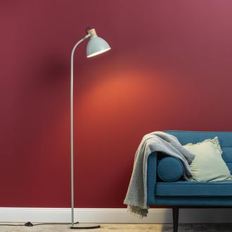 Lightbox Stehlampe in Hellgrün | 150 x 25 x 35 cm | skandinavische Leseleuchte mit schwenkbarem Kopf & Schalter | E27 Fassung | aus Metall/Holz (vom Kautschukb