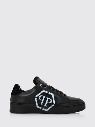 Philipp Plein Low-Top-Sneaker aus Kalbsleder mit Monogramm und Hexagon-Logo