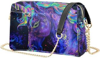 Mnsruu Sacs à bandoulière pour femme, sac à main en cuir fluo, licorne