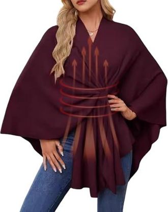 Generic Ch&acirc;le - Couverture ouverte sur le devant, ch&acirc;les et enveloppes, ch&acirc;le &eacute;l&eacute;gant, cape ch&acirc;le, poncho cardigan pour robes de soir&eacute;e, rouge vin, Refer to d