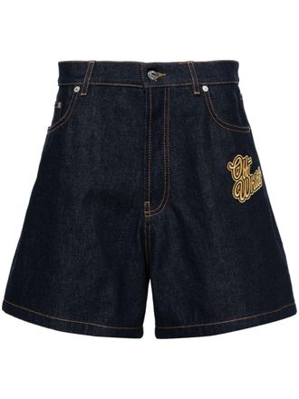 Off-white Jeans-Shorts mit Logo-Patch - Blau