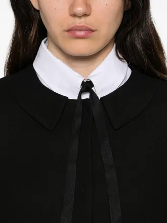 Emporio Armani Wool Blend with Peter Pan Collar Blazer - Black