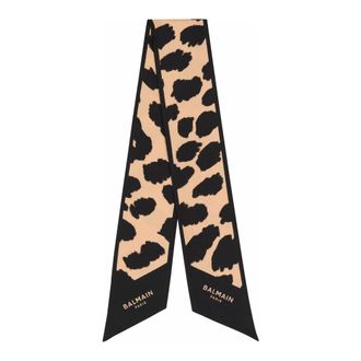 Balmain Femme, Accessoires, Beige, Taille: ONE Size Bandana en soie &agrave; imprim&eacute; l&eacute;opard