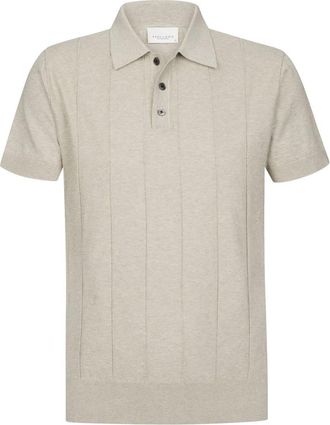 Profuomo Strick-Poloshirt aus Baumwolle mit Schattenstreifen in