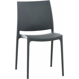 Clp Chaise de jardin empilable en polypropyl&egrave;ne Couleur : Gris fonc&eacute;