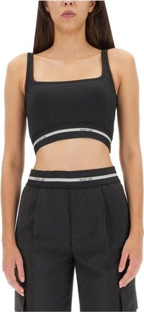 Helmut Lang Femme, Tops, Noir, Taille: 36 FR Logo Bra Top