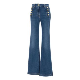 Elisabetta Franchi Femme, Jeans, Bleu, Taille: W30 Jean Évasé Taille Haute Bleu Denim