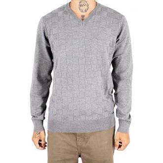 Billtornade Pull col V uni Effet Damier Dam - S Gris