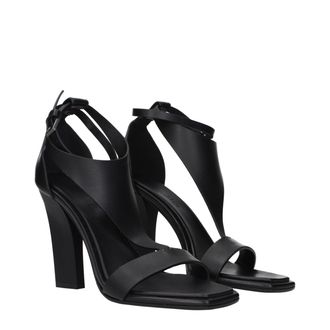 Max Mara Womens Leather Block Heel Black
