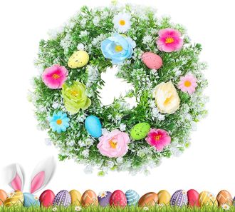 Generico Ostereierkranz, 35,6 cm (14 Zoll), aus ABS-Kunststoff, k&uuml;nstliche Fr&uuml;hlingsdekoration, saisonale H&auml;ngedekoration, Bauernhof-inspirierte Dekoration f&uuml;r