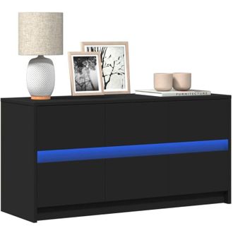 vidaXL Vidaxl - Meuble tv avec led noir 100x34x50 cm bois ding&eacute;nierie