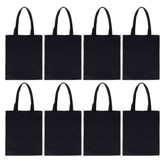 Pretyzoom MOTHNUR Lot de 8 Paquet Fourre-Tout en Toile Noire 40X35 CM R&eacute;utilisables et Personnalisables pour Transfert Thermique Peinture et Graffiti Cabas Spac