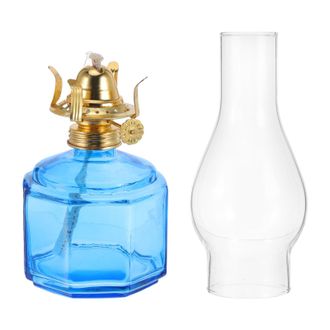 Cabilock Vintage-Glas-petroleumlampe Mit Docht Windfeste &Ouml;llampe F&uuml;r Drau&szlig;en Und Innen Aus Verdicktem Glas Mit Flammenregler Aus Metall Kompatibel Mit Kerosin 