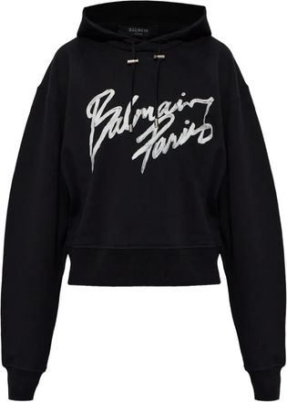 Balmain script-graphic hoodie - Schwarz