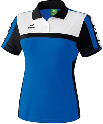 Erima Damen Poloshirt 5-Cubes, New Royal/Schwarz/Weiß, 38, 111551