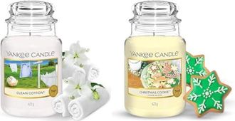 Yankee Candle Company Duftkerze im Glas (groß) - Clean Cotton & Duftkerze im großen Jar, Christmas Cookie, Brenndauer bis zu 150 Stunden