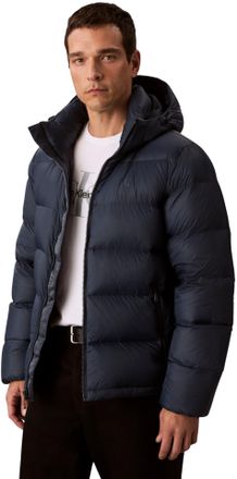 Calvin Klein Herren Pufferjacke Nylon Zip Off mit Kapuze, Blau (Ink), S
