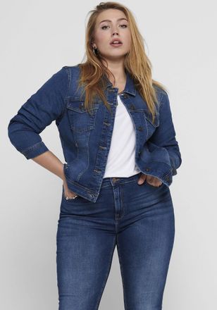 Only Carmakoma Jeansjacke ONLY CARMAKOMA CARWESPA LS JACKET, Damen, Gr. 42, blau (medium blau denim), Denim/Jeans, Obermaterial: 79% Baumwolle, 20% Polyester, 1% Ela