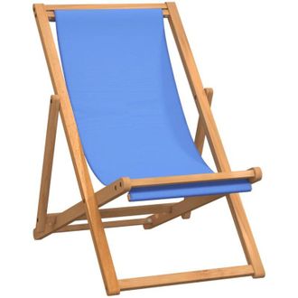 vidaXL Vidaxl - Liegestuhl Teak 56x105x96 cm Blau