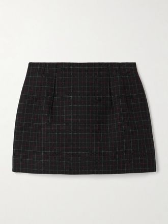 Wardrobe.NYC Contour Minirock Aus Karierter Wolle Mit Falten - Schwarz