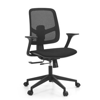 hjh OFFICE Ergonomischer B&uuml;rostuhl MALIO - H&ouml;henverstellbare R&uuml;ckenlehne, Sitztiefenverstellung, atmungsaktiver Netzstoff, Design-Armlehnen, Drehstuhl in Schwarz