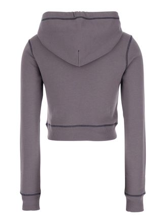 Diesel Womens Hoodie Cropped Grey Cotton Sweatshirts Sweater