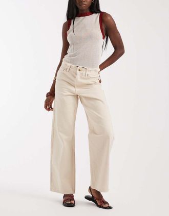 River Island Jean droit d&eacute;contract&eacute; - Blanc cass&eacute;
